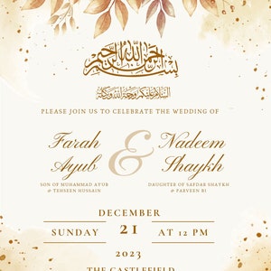 Editable Digital Muslim Wedding Invitation Template Nikkah Shaadi ...