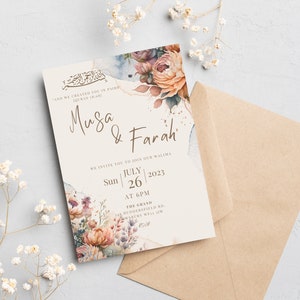 Editable Digital Muslim Wedding Invitation Template Nikkah Walimah ...