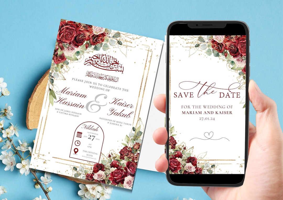 Editable Digital Muslim Wedding Invitation Template Nikkah Shaadi ...