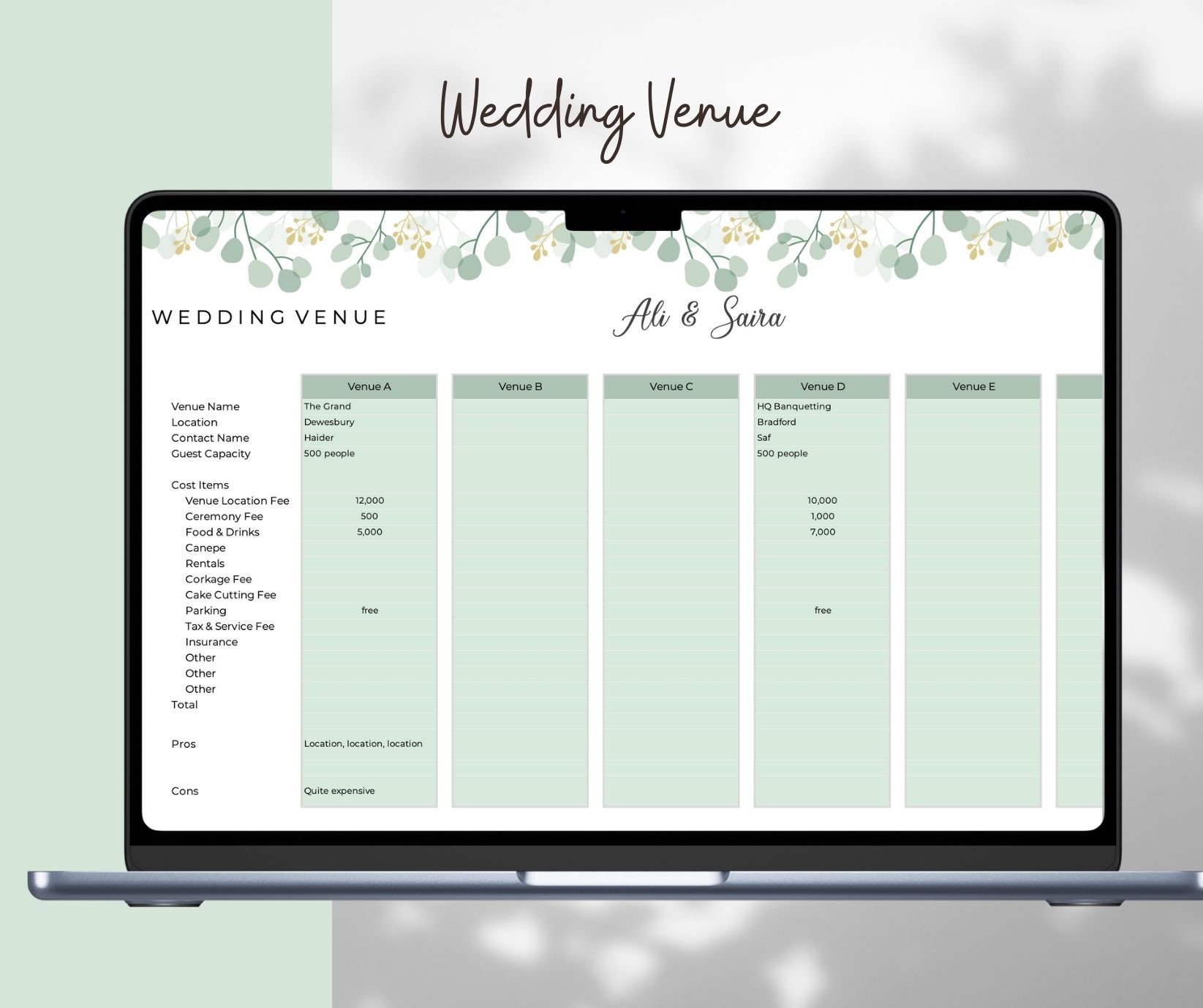 Wedding Spreadsheet, Wedding Budget Spreadsheet, Wedding Checklist, to ...