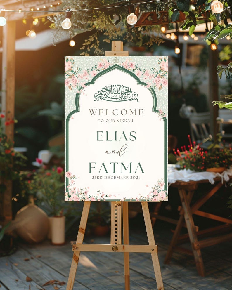 Green Arch Wedding Welcome Sign, A1, A2, A3, A4, Pakistani Wedding ...