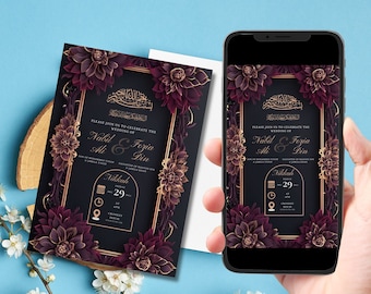 Editable Digital Muslim Wedding Invitation Template Nikkah Shaadi ...