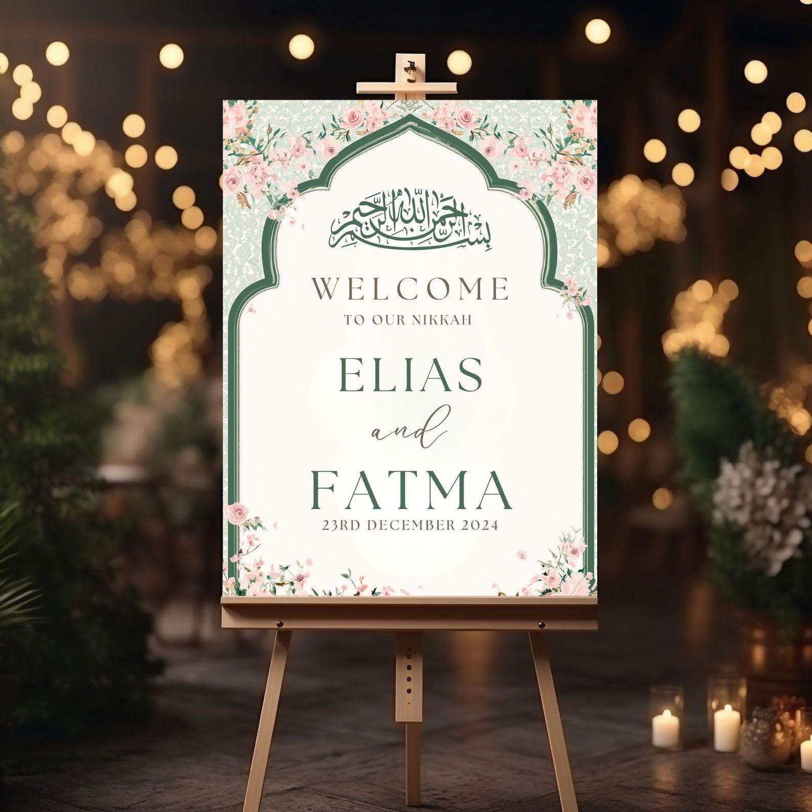 Green Arch Wedding Welcome Sign, A1, A2, A3, A4, Pakistani Wedding ...