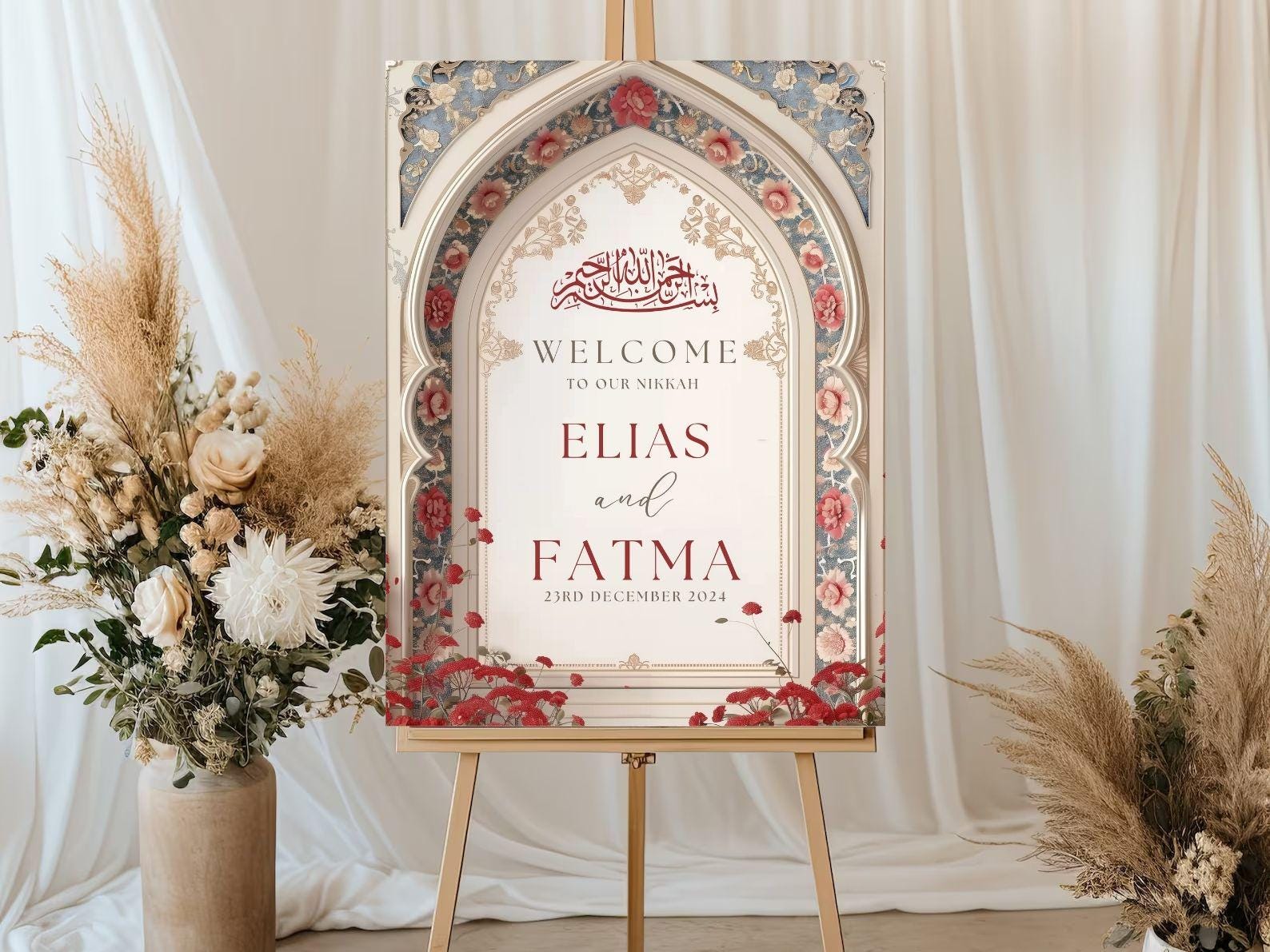 Mughal Arch Wedding Welcome Sign, A1, A2, A3, A4, Pakistani Wedding ...