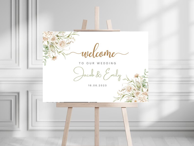 Editable Wedding Welcome Sign Template Floral Welcome Board - Etsy