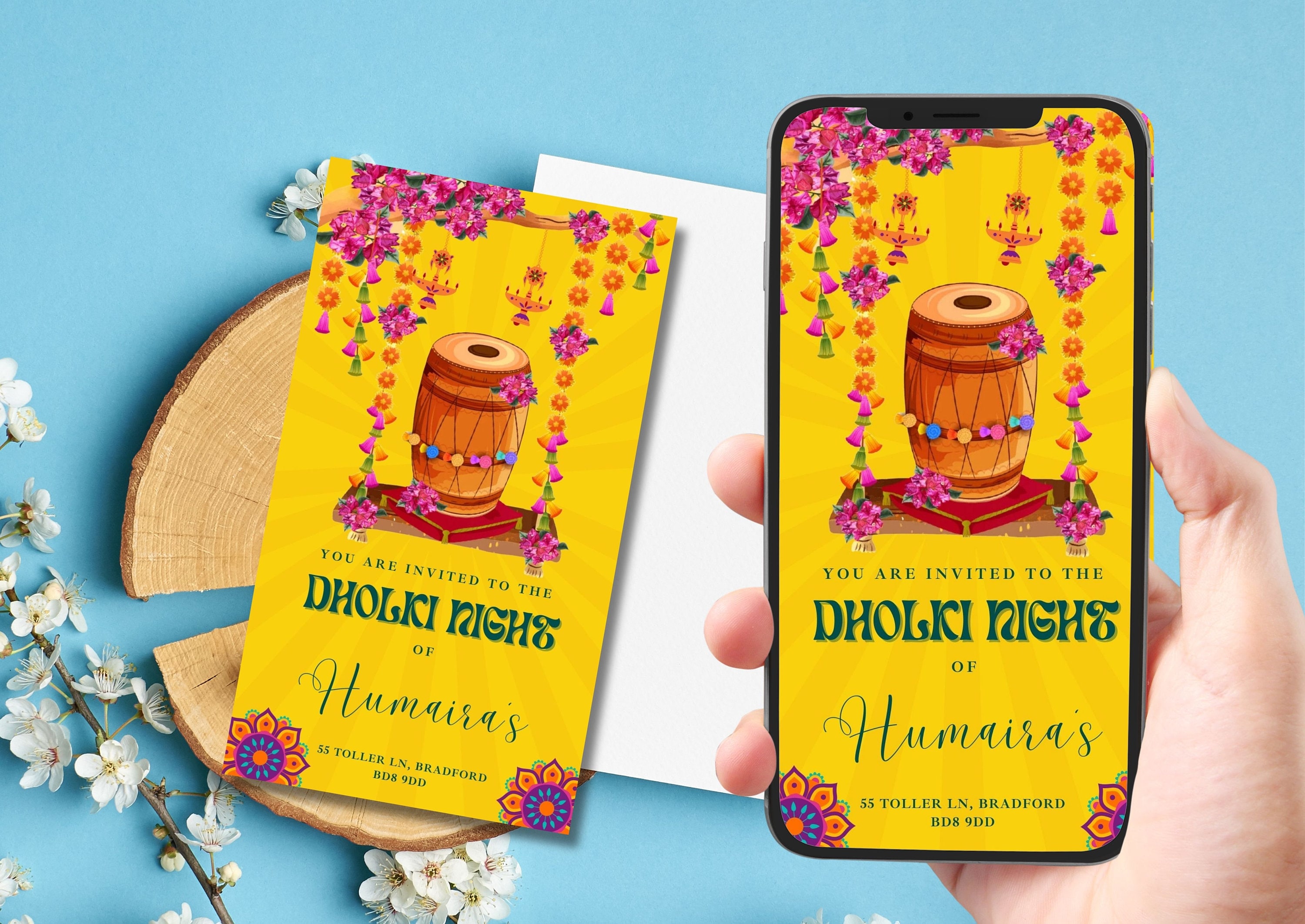 Dholki Invite, Dholki Invitations, Mehndi Night Invites & Mehndi Invite ...