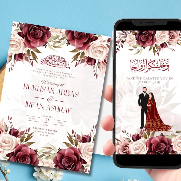 Editable Digital Muslim Wedding Invitation Template Nikkah Shaadi ...