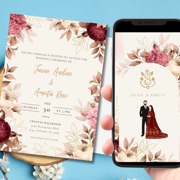 Indian Canva Wedding Invitations - Etsy