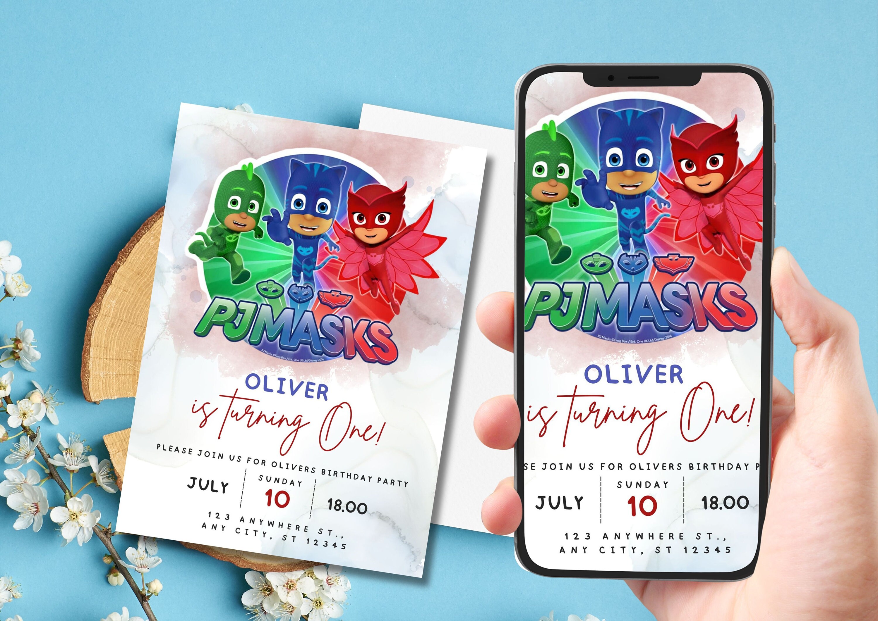 Editable PJ Masks Birthday Party Invitation Template, Kids Birthday ...