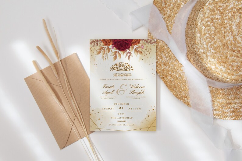 Editable Digital Muslim Wedding Invitation Template Nikkah Shaadi ...