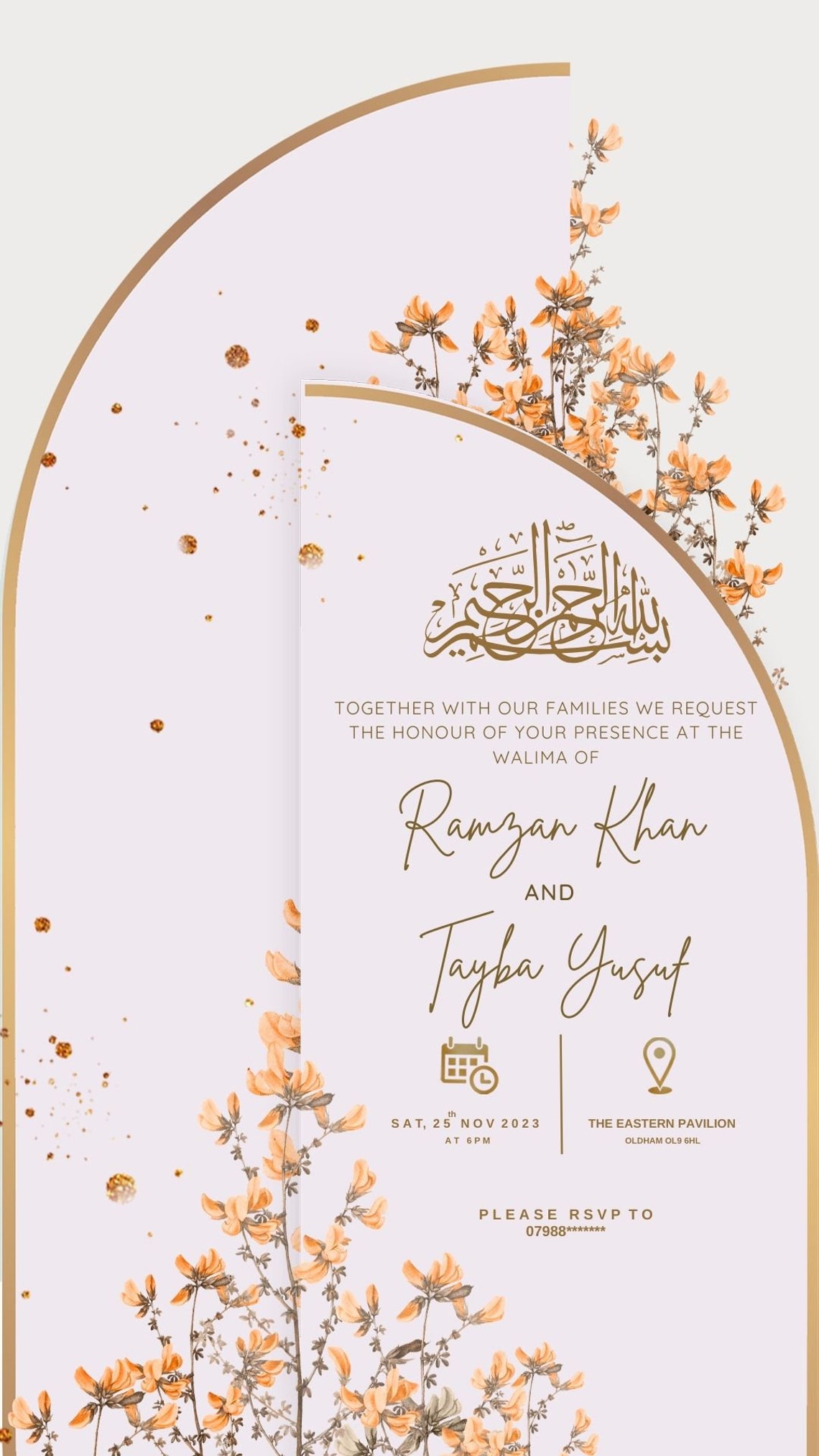 Editable Digital Muslim Wedding Invitation Template Nikkah Walimah ...