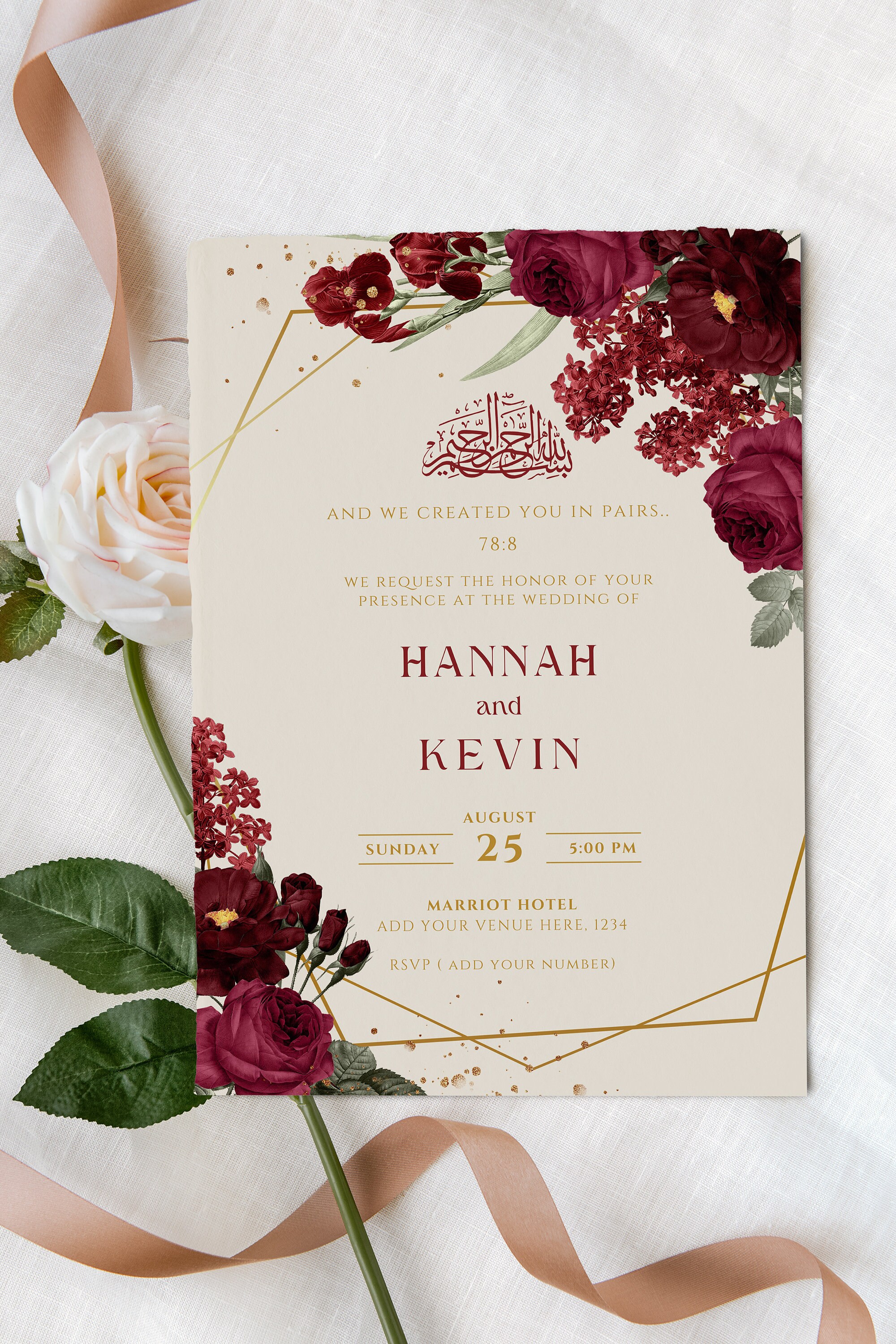 Editable Digital Muslim Wedding Invitation Template Nikkah Shaadi ...