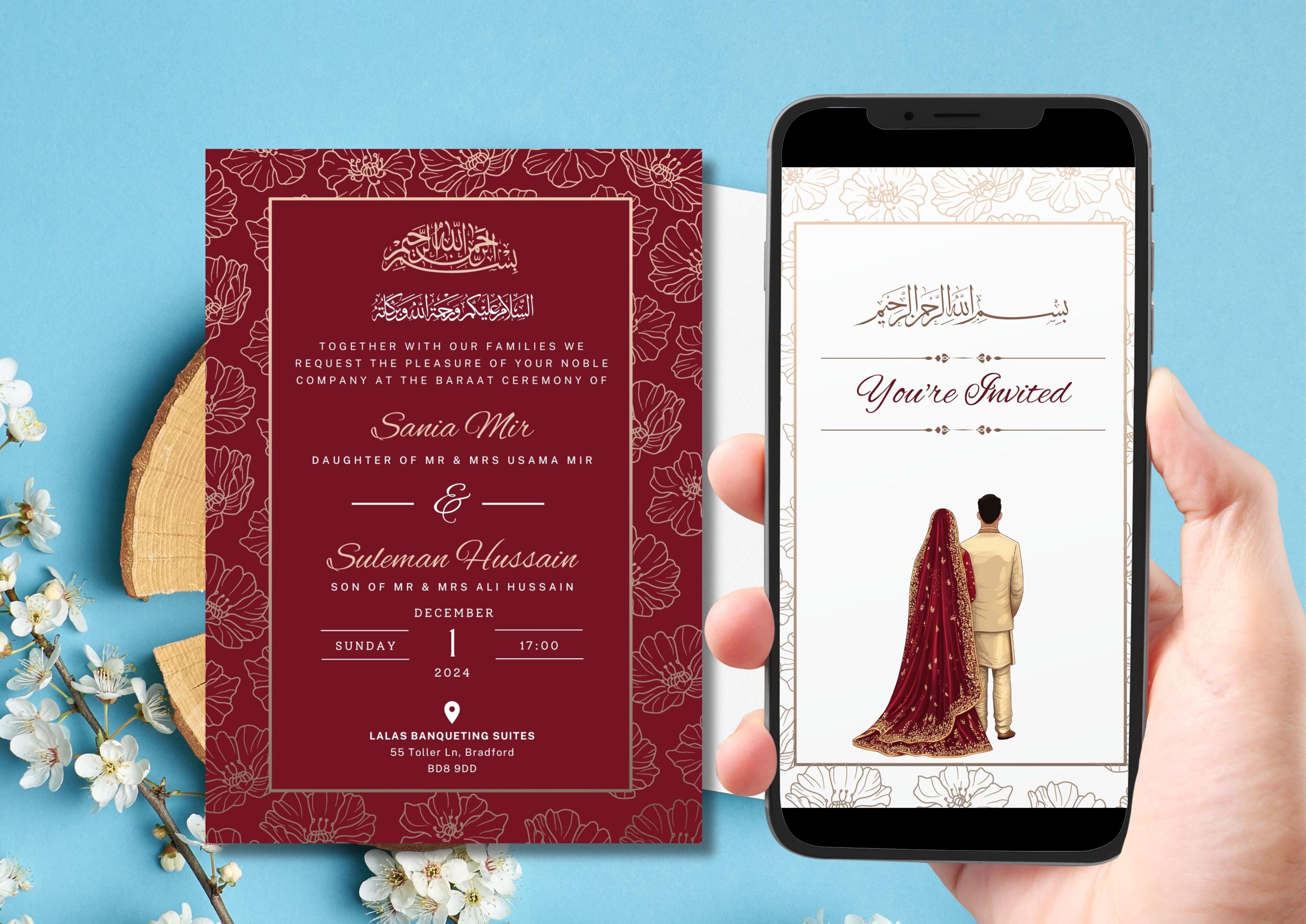 Editable Digital Muslim Wedding Invitation Template Nikkah Shaadi ...