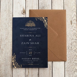 Digital Muslim Wedding Invitation Template, Gold Floral Nikah Invite ...