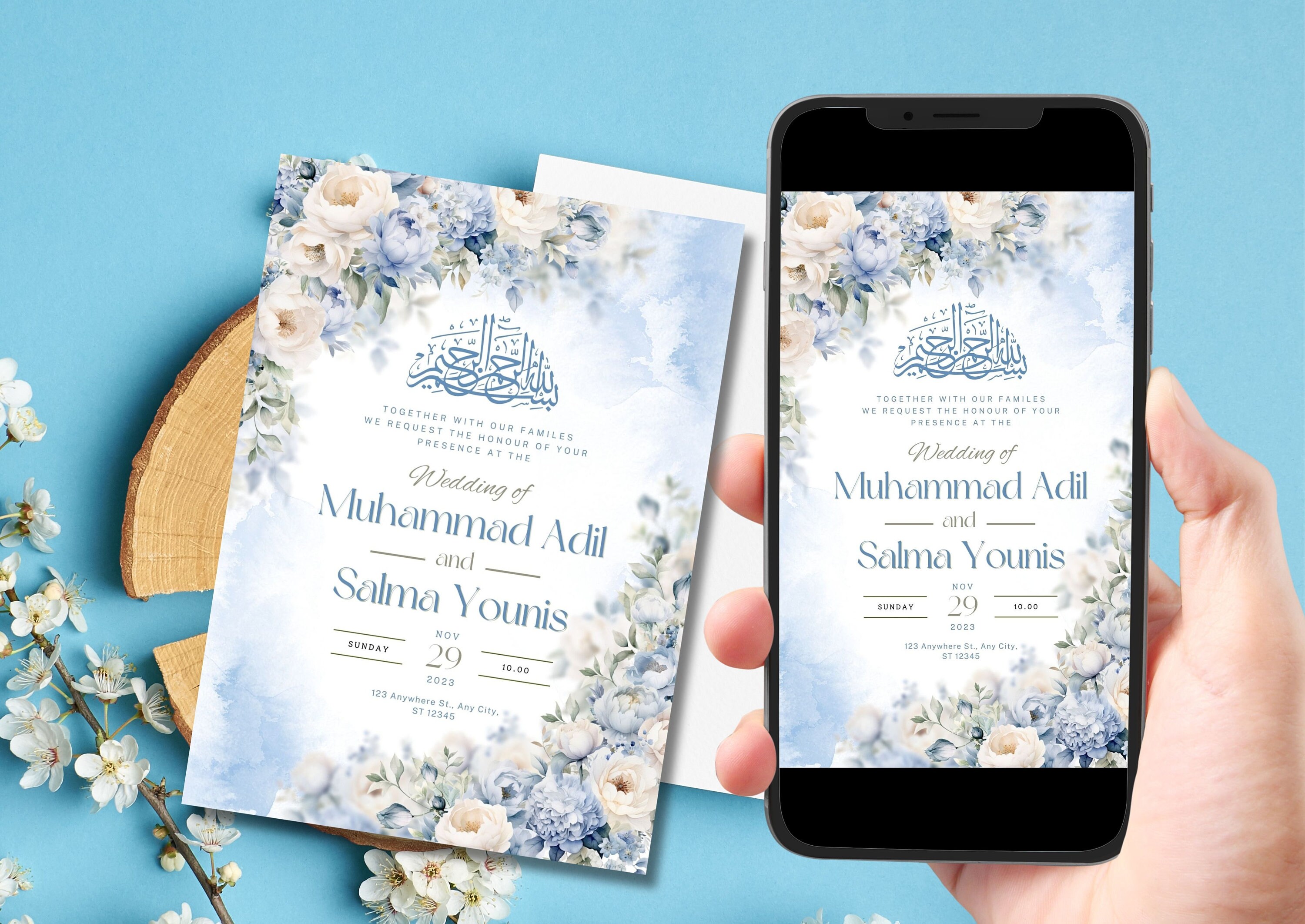 Digital Muslim Wedding Invitation Template Nikkah Walimah Shaadi Baraat ...