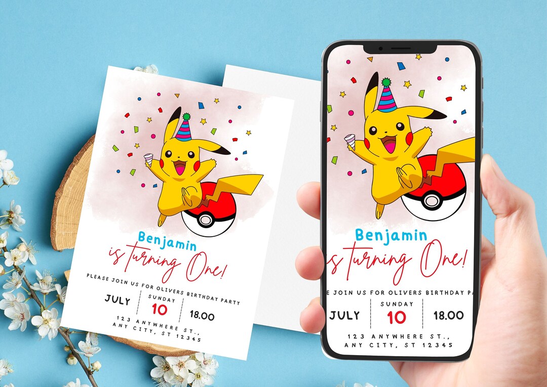 Pikachu Birthday Invitation, Digital Kids Birthday Invite, Birthday ...