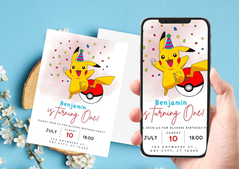 Pikachu Birthday Invitation, Digital Kids Birthday Invite, Birthday ...