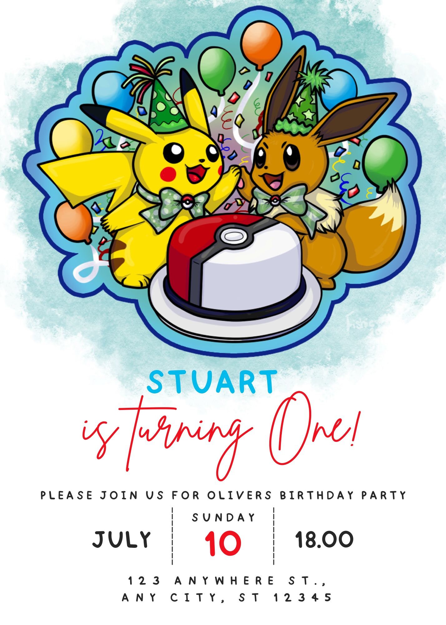 Pokemon Birthday Invitation, Digital Kids Birthday Invite, Birthday ...