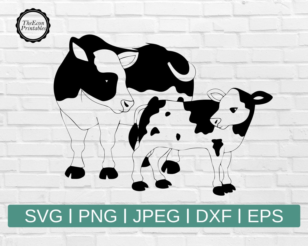 Calf and Cow SVG Cute Calf SVG Cow SVG Cow Silhouette Svg - Etsy UK