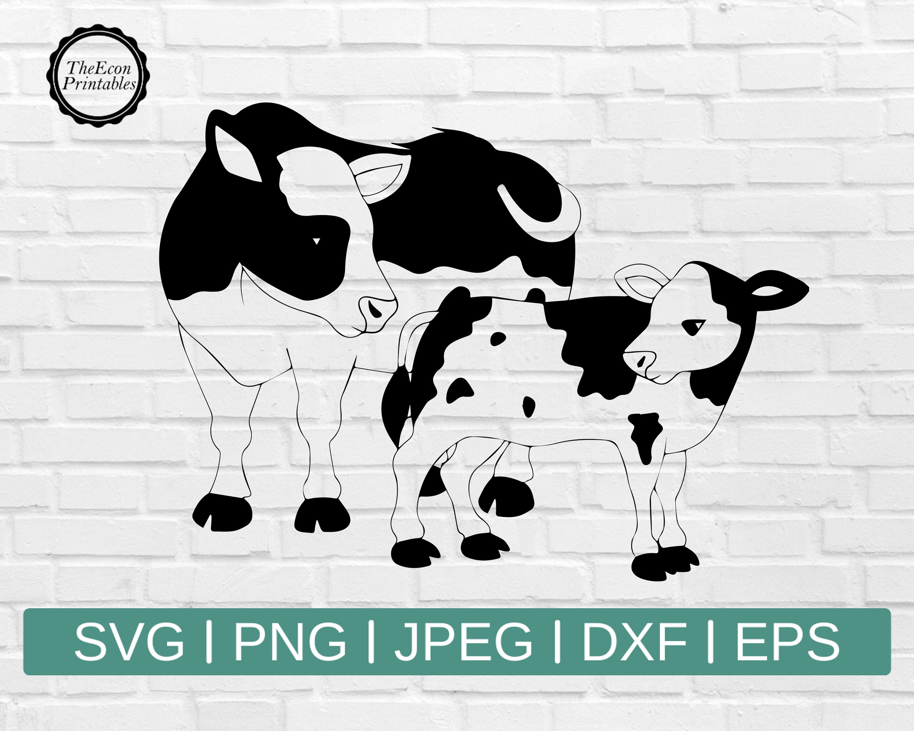Calf and Cow SVG Cute Calf SVG Cow SVG Cow Silhouette Svg - Etsy UK