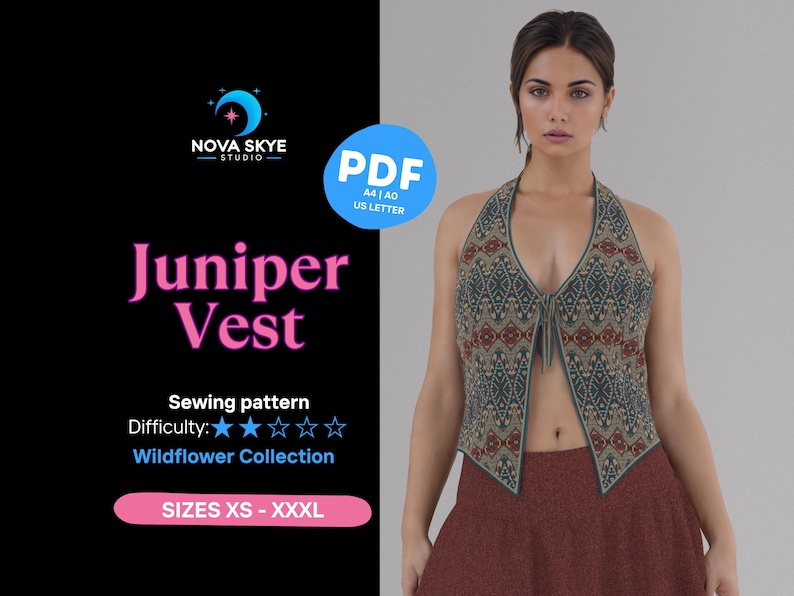 Vest Sewing Pattern PDF | Front Tie Top Pattern | XS-XXXL | Beginner to Intermediate Sewing ...