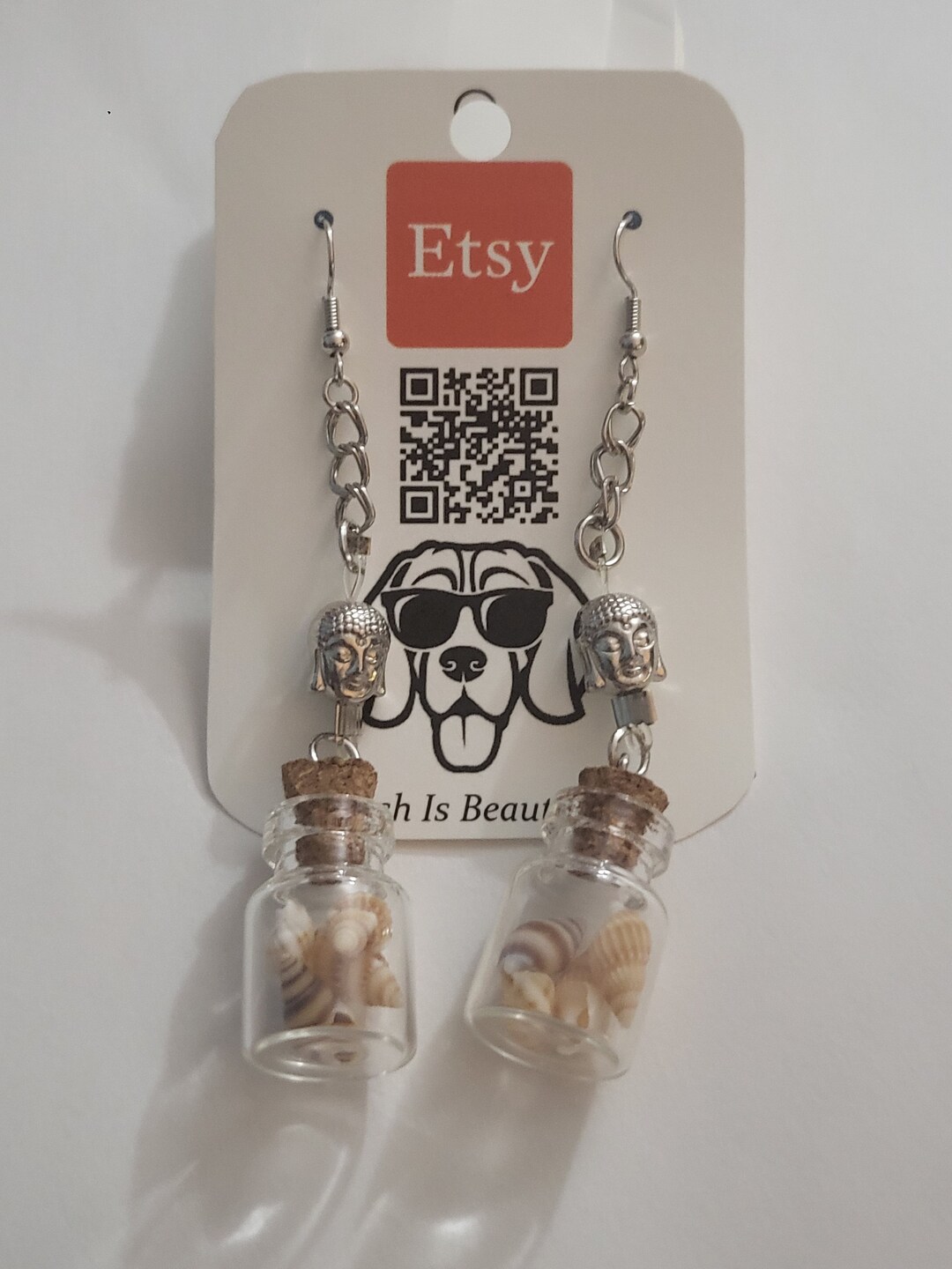 Small Glass Jars W/ Tiny Sea Shells - Etsy