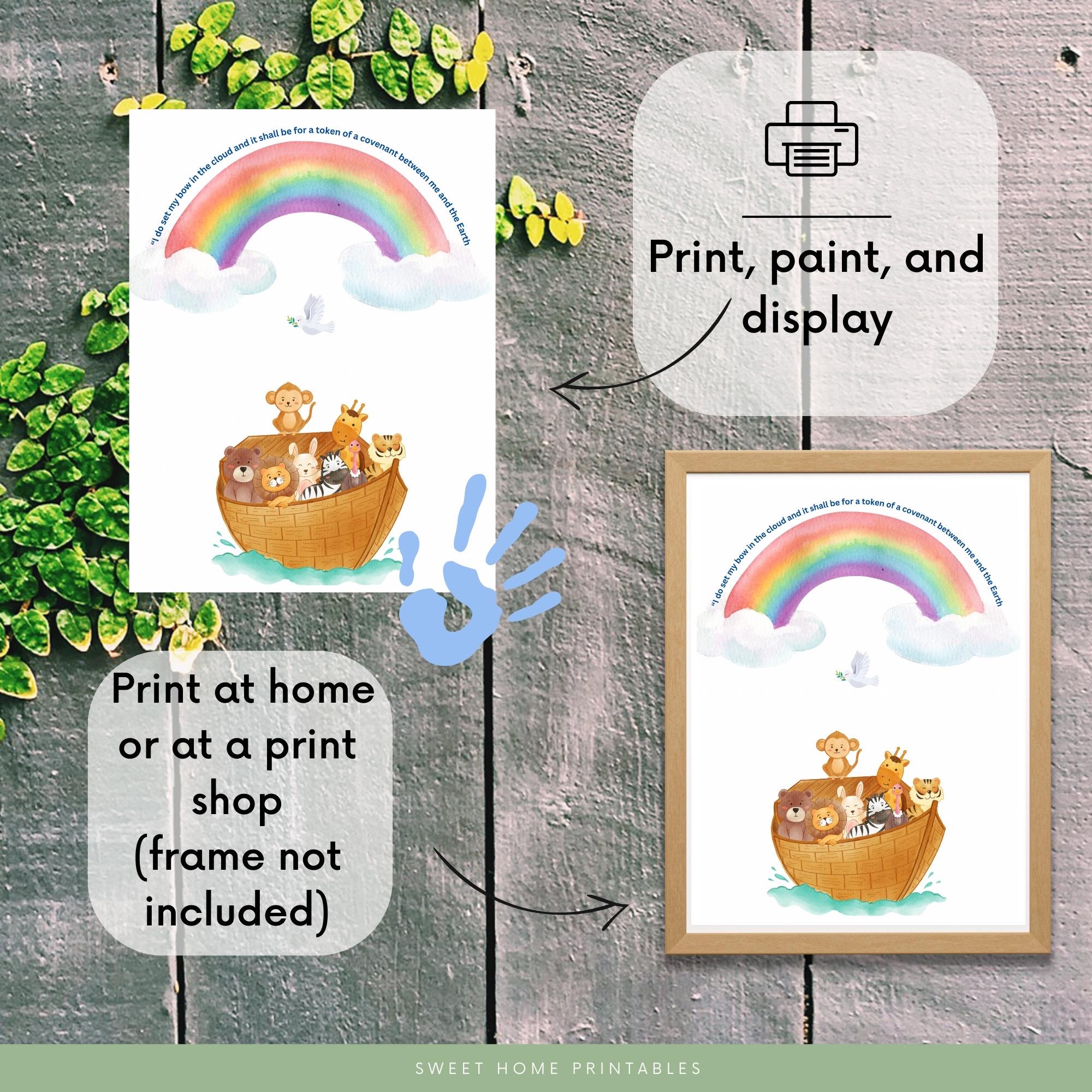 Noah's Ark Fingerprint Painting Printable: Christian Kids Old Testament ...