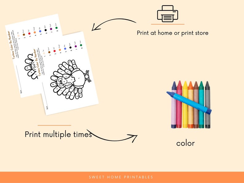 Turkey Color by Number | Turkey Worksheet | Thanksgiving Activity ...
