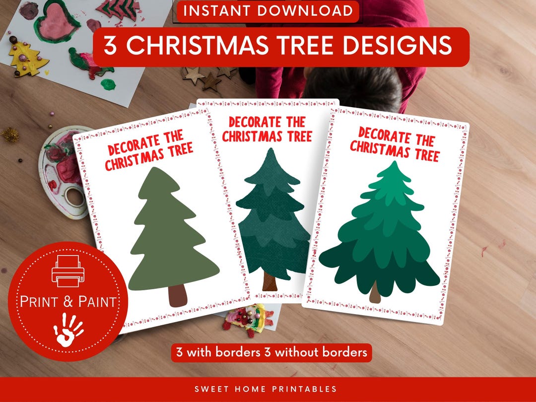 Finger Paint Christmas Tree Printables Happy Holidays Kids Fingerprint ...