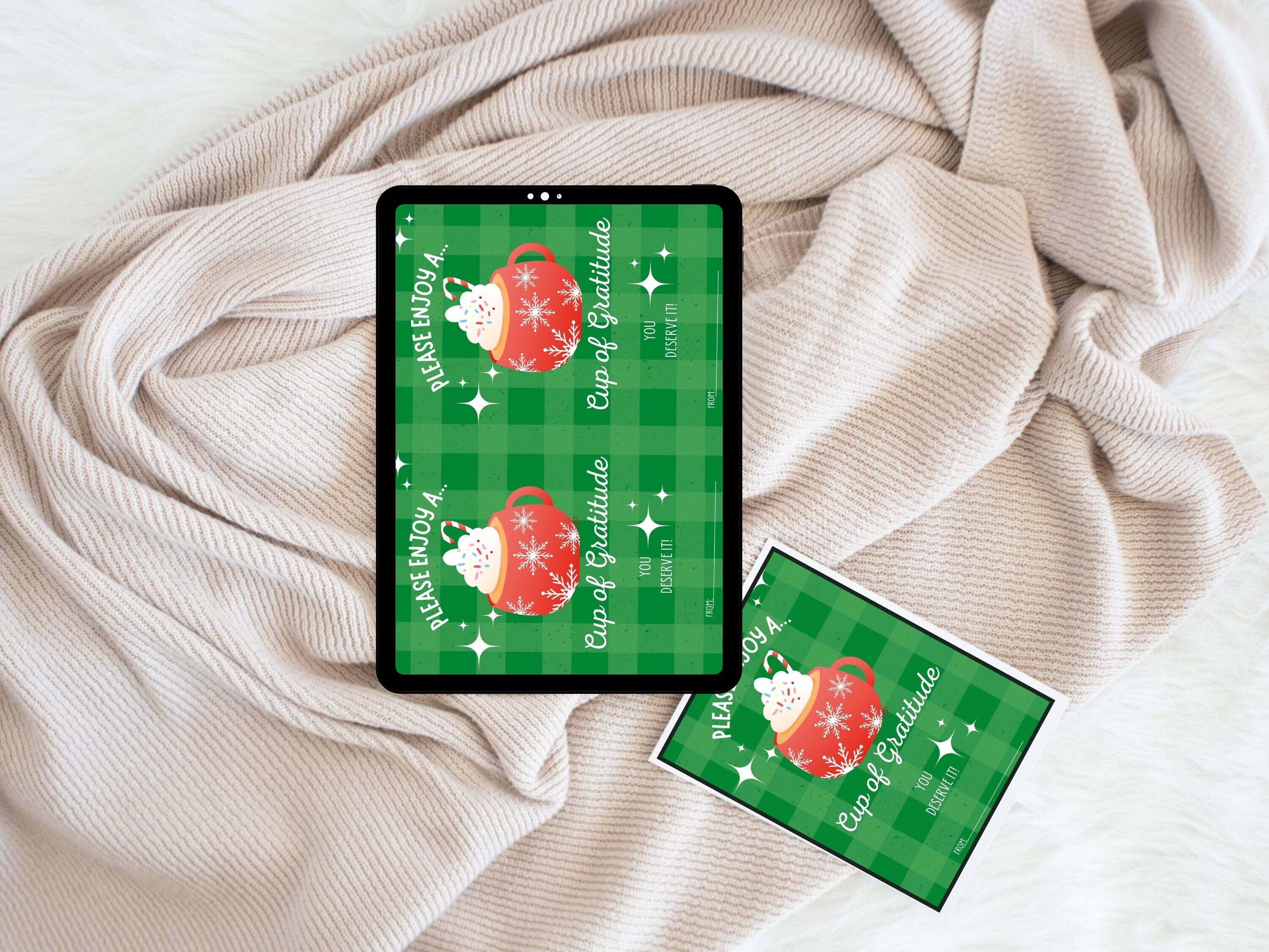 Printable Christmas Gift Card Holders Cup of Gratitude Teacher Gift ...