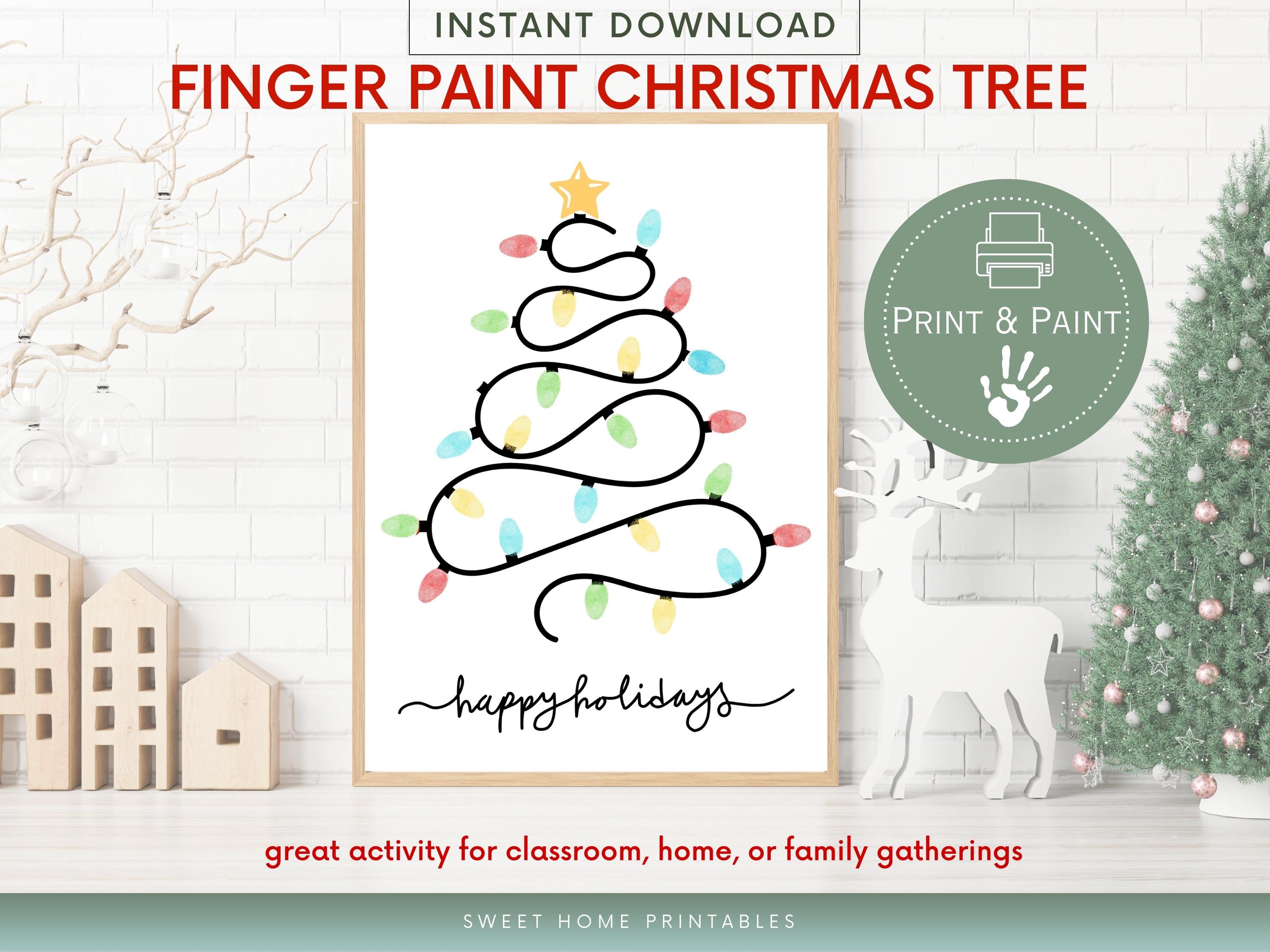 Finger Paint Christmas Tree Printable | Happy Holidays | Kids Activity ...