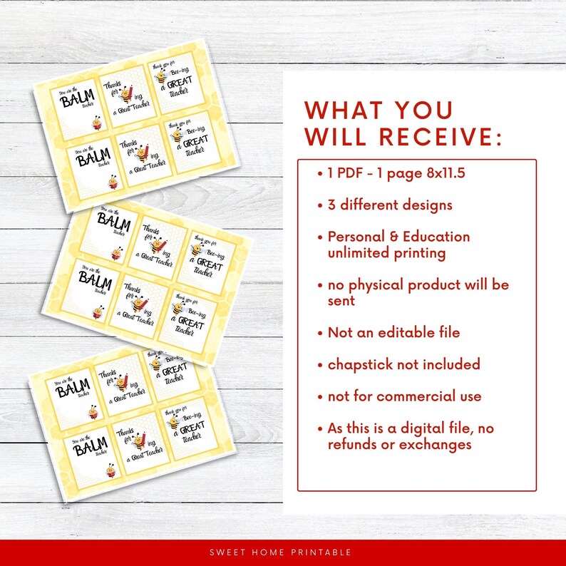 Bee Teacher Appreciation Card Printable | Teacher Gift | Thank You ...