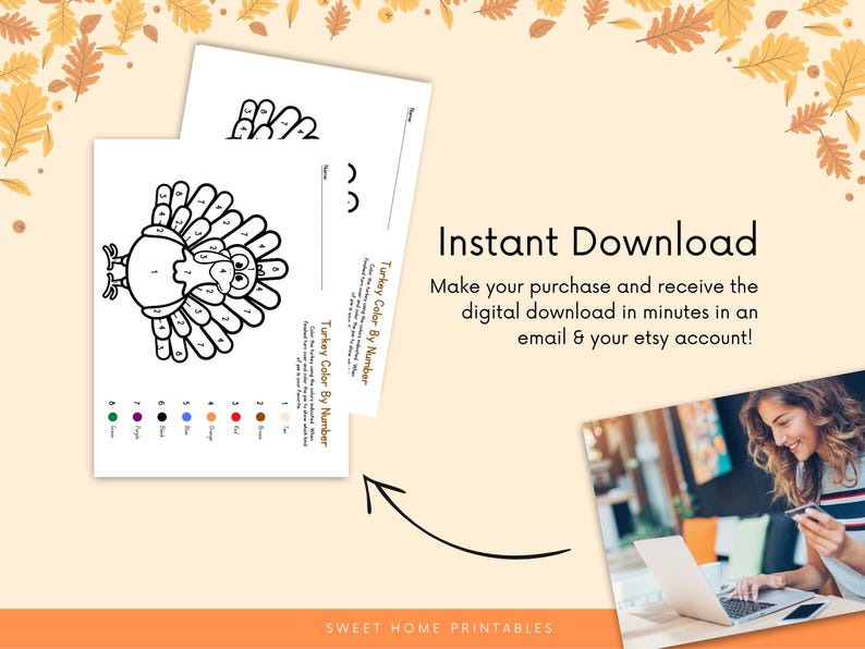 Turkey Color by Number | Turkey Worksheet | Thanksgiving Activity ...