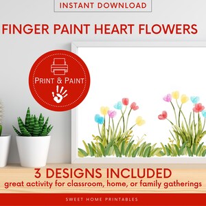Finger Paint Spring Flowers Printable Happy Valentines Kids Activity ...