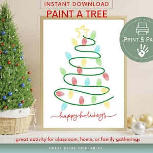 Finger Paint Christmas Tree Printable Happy Holidays Kids Activity ...