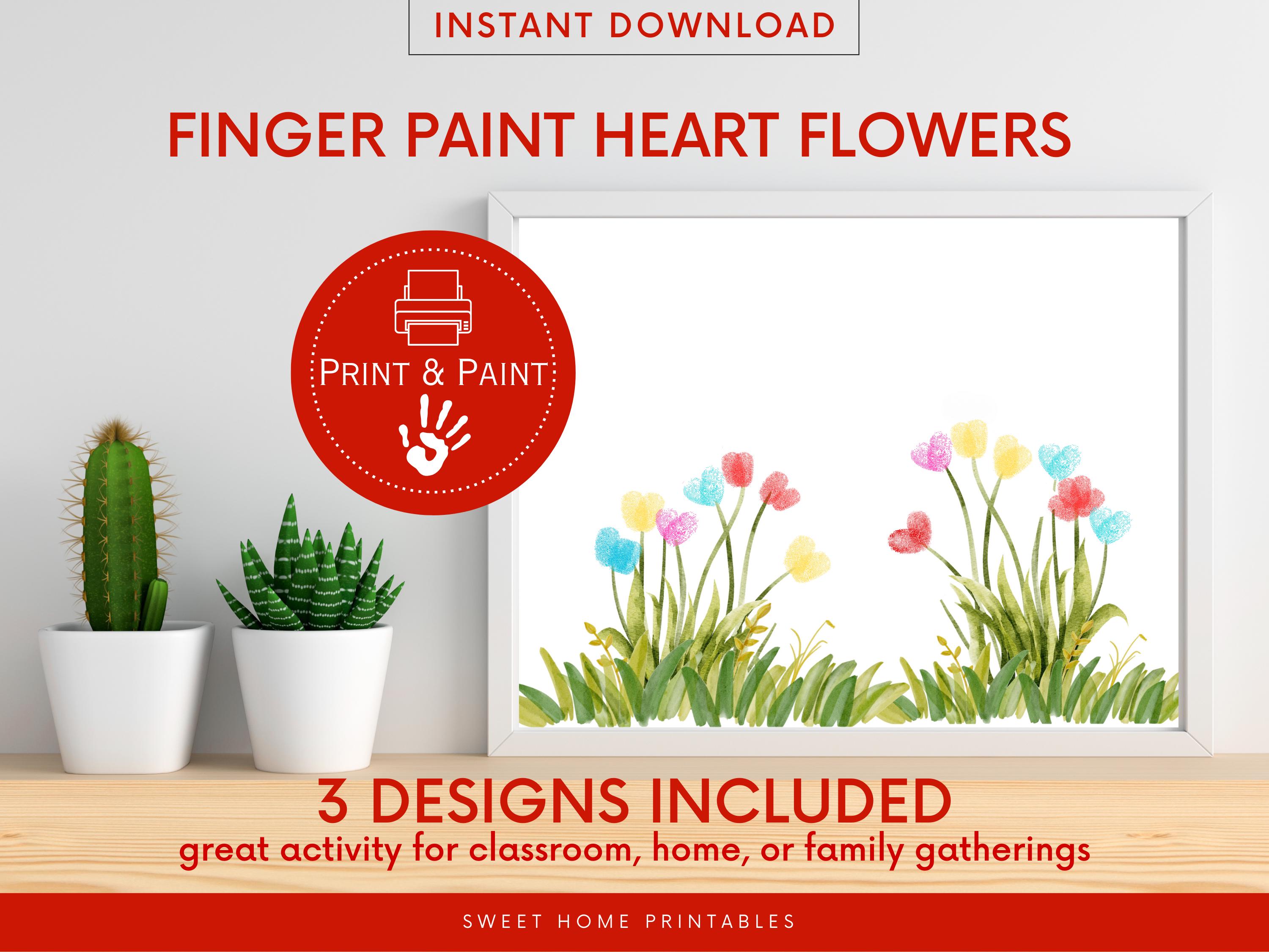 Finger Paint Flowers Printables Paint Spring Flowers Activity Kids ...