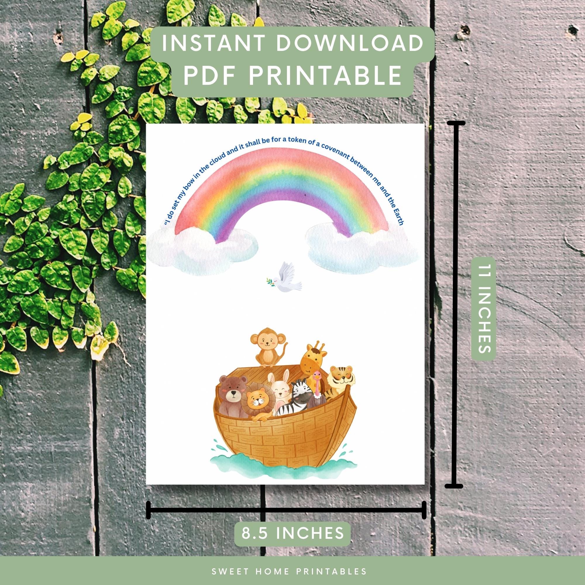 Noah's Ark Fingerprint Painting Printable: Christian Kids Old Testament ...