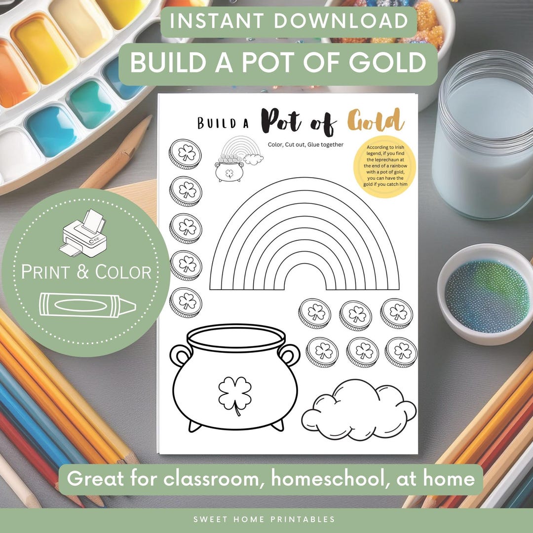 Build Your Own Pot of Gold Worksheet | St. Patrick’s Day Activity for ...