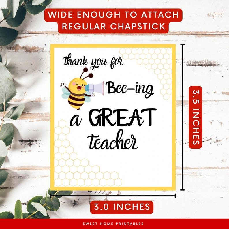 Bee Teacher Appreciation Card Printable | Teacher Gift | Thank You ...