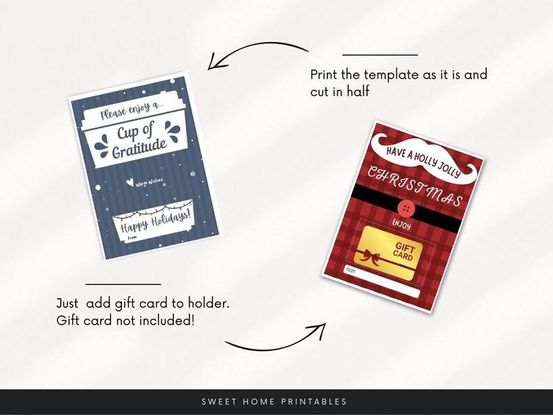 Printable Christmas Gift Card Holders Cup of Gratitude Teacher Gift ...