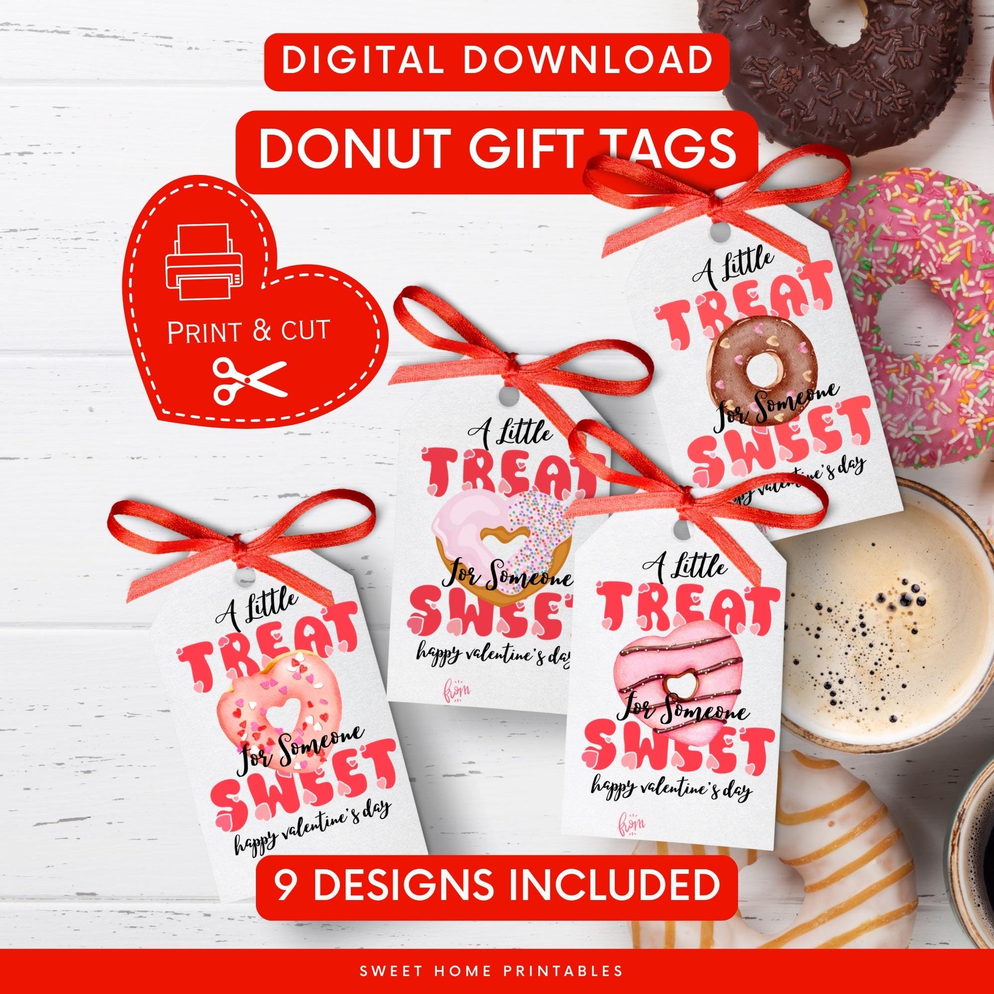 Happy Valentines Gift Tag | Donut Party Favor | A Little Treat for ...
