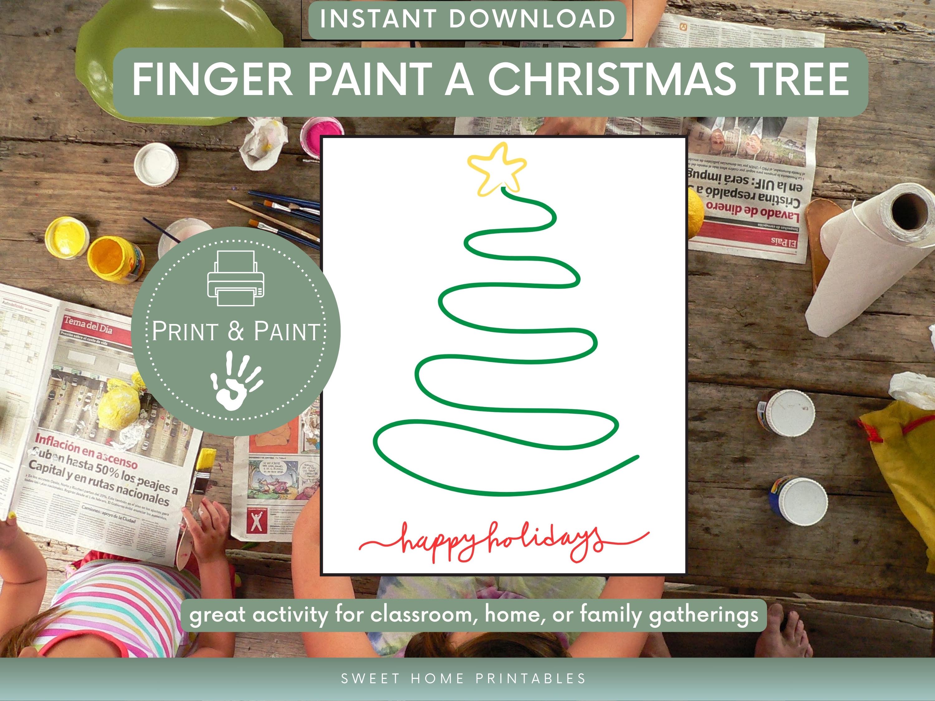 Finger Paint Christmas Tree Printable | Happy Holidays | Kids Activity ...