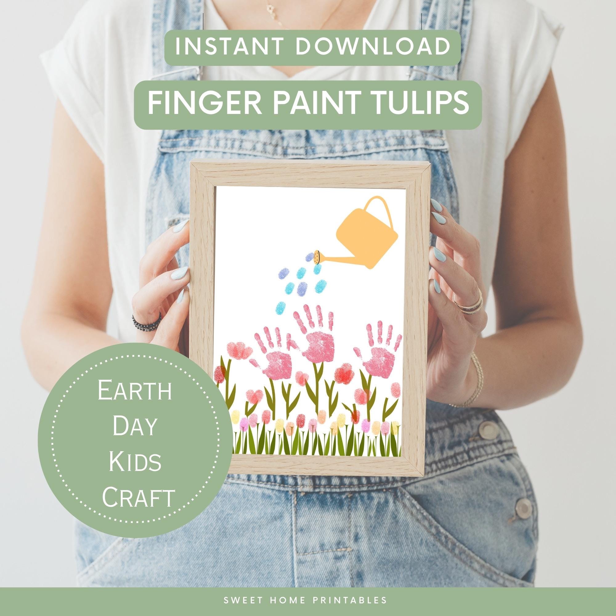 Tulip Finger & Hand Painting Printable | Valentines Day, Earth Day ...