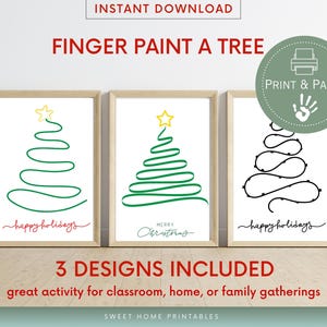 Finger Paint Christmas Tree Printable Happy Holidays Kids Activity ...