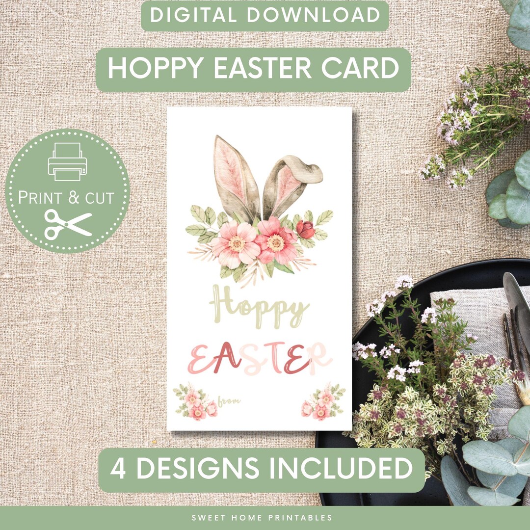 Hoppy Easter Watercolor Printable Gift Tag | Easter Digital Download ...