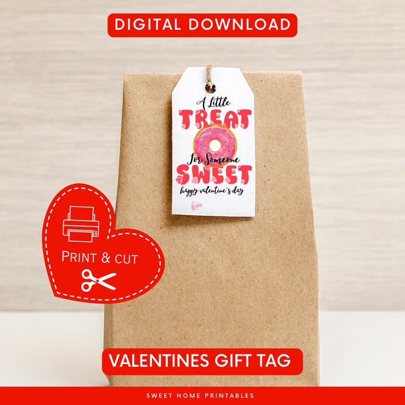 Happy Valentines Gift Tag | Donut Party Favor | A Little Treat for ...
