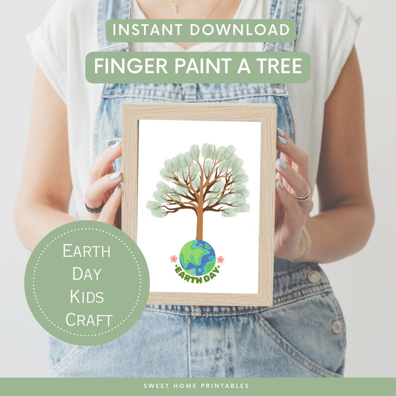 Tree Finger Painting Printable Earth Day Paint a Tree Craft Kids ...