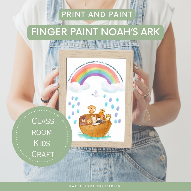 Noah's Ark Fingerprint Painting Printable: Christian Kids Old Testament ...