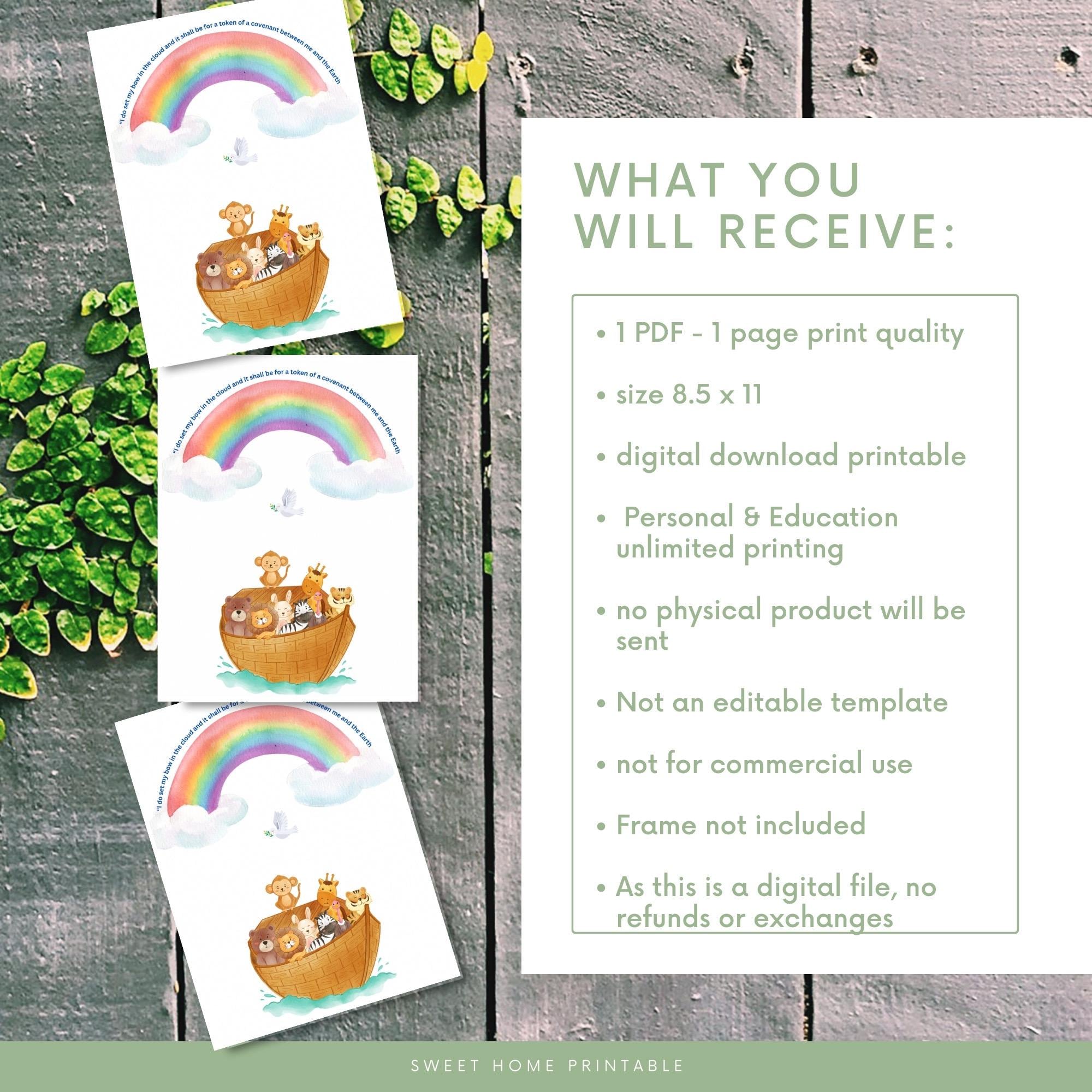 Noah's Ark Fingerprint Painting Printable: Christian Kids Old Testament ...