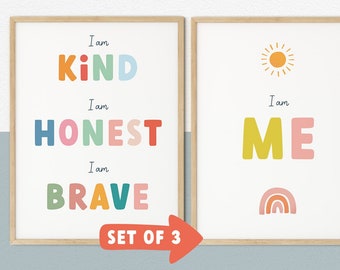 Kid Affirmations, Homeschool Art, Colorful Wall Art, Printable, Nursery ...